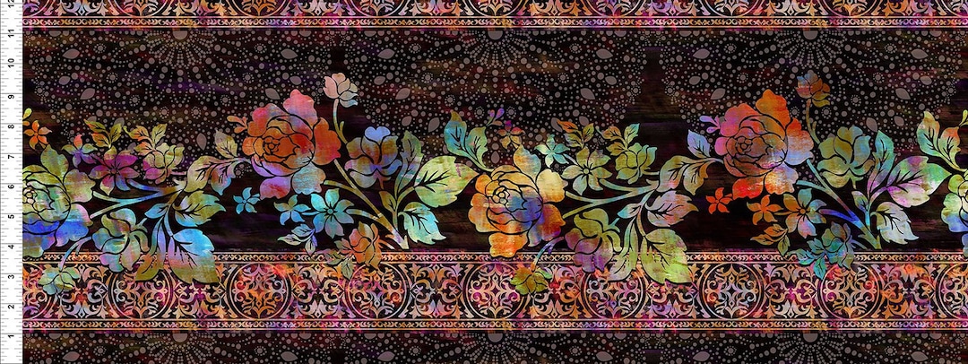 HALCYON II - in the Beginning Fabrics Jason Yenter 20HN1 Sold in 1/2 Yard Units Border Multi ...