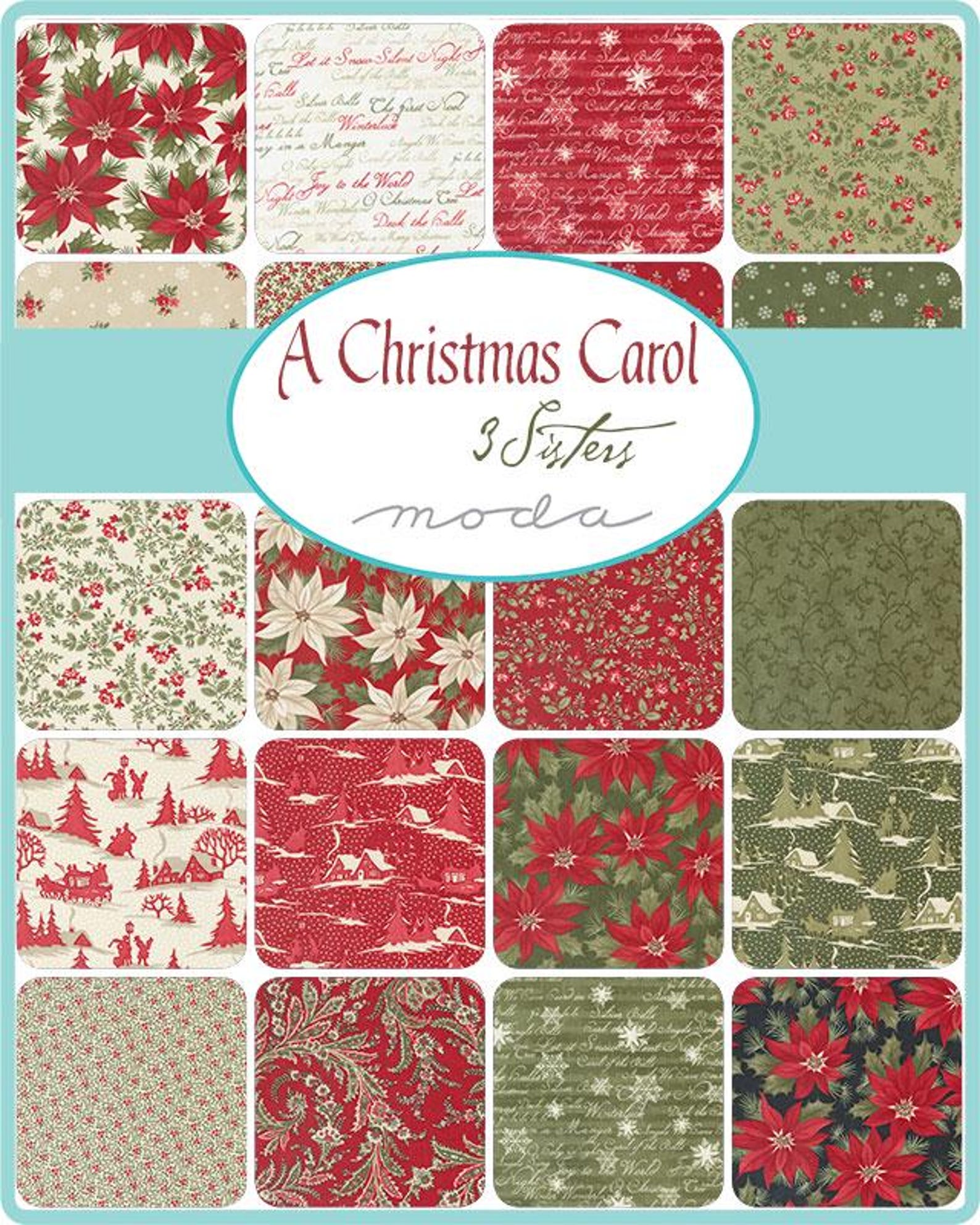 Moda - A CHRISTMAS CAROL Kit - Kit by 3 Sisters KIT44350 60" X 60 ...