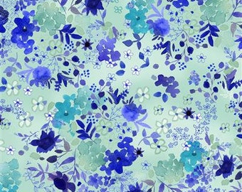 Clothworks Fabrics - BLUE MEADOW - Quilt Fabric-by-the-1/2yard Y3935-22 ...