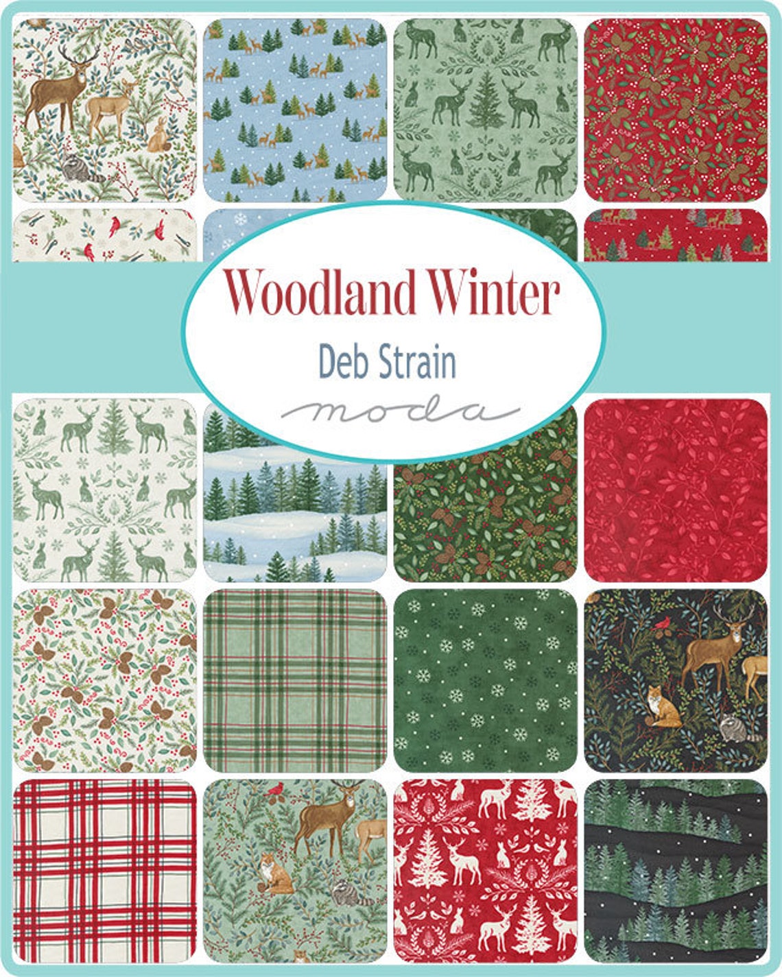 Moda - WOODLAND WINTER - Quilt Fabric-by-the-1/2 Yard by Deb Strain ...