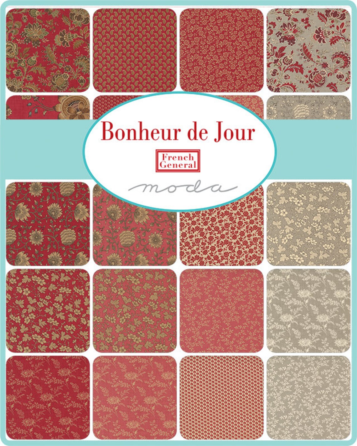 Moda - BONHEUR DE JOUR - Quilt Fabric-by-the-1/2 Yard by French General ...