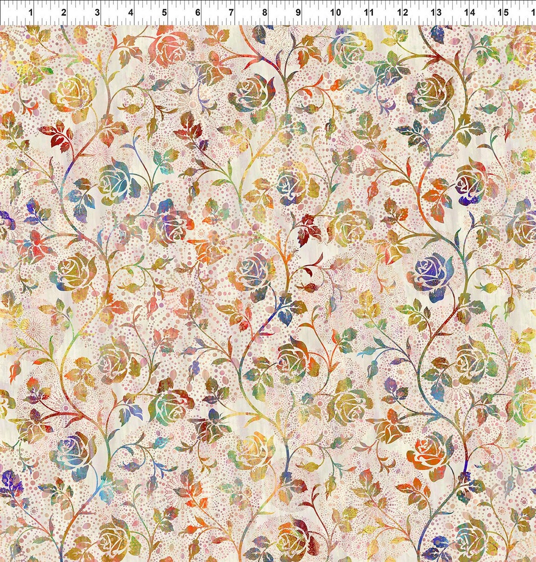 HALCYON II - in the Beginning Fabrics Jason Yenter 22HN1 Sold in 1/2 Yard Units Border Multi ...
