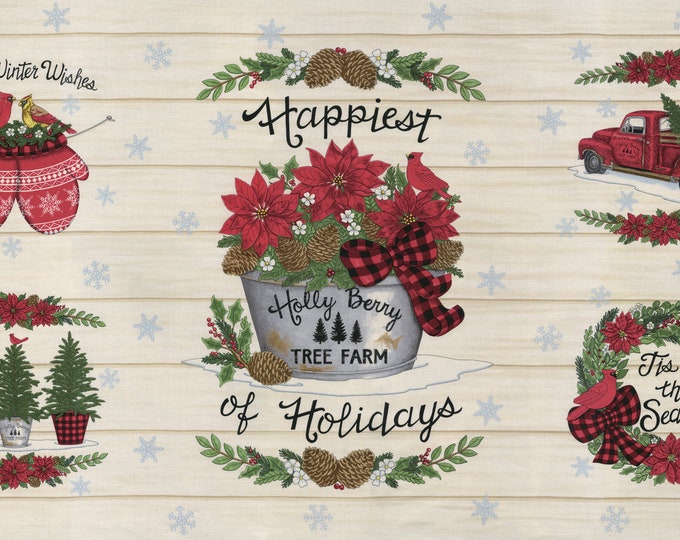 Moda Fabrics - HOLLY BERRY TREE Farm - Quilt Fabric-by-the-panel by ...
