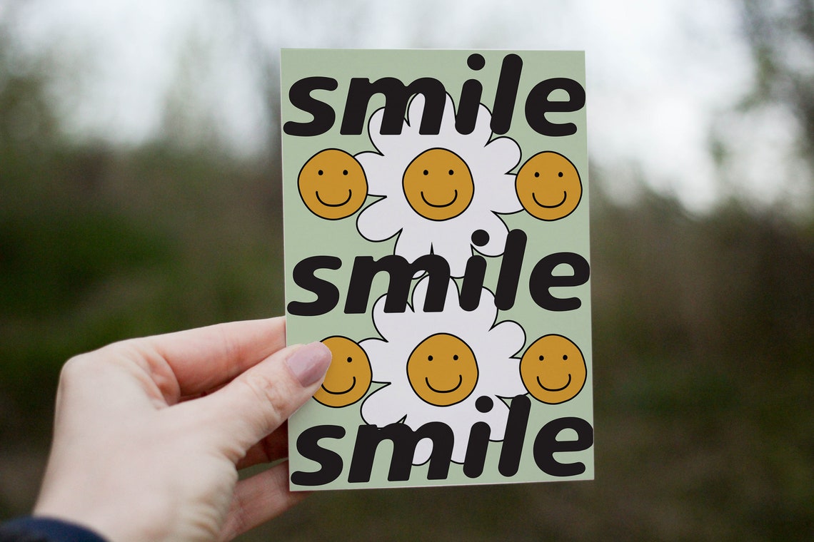SMILE Greeting Card Bright Greeting Card, Smiley Birthday Card, Smiley ...