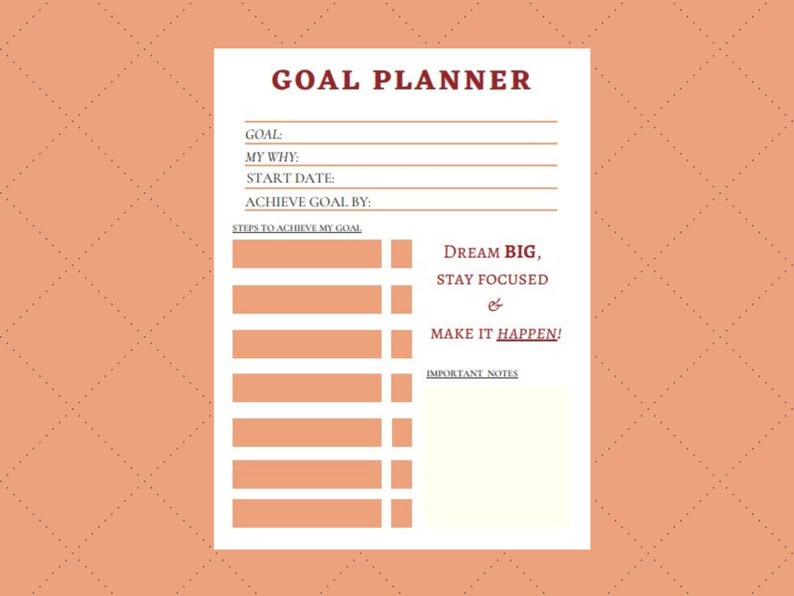 Goal Setting Planner Goal Tracker Planner Goal List Goal - Etsy