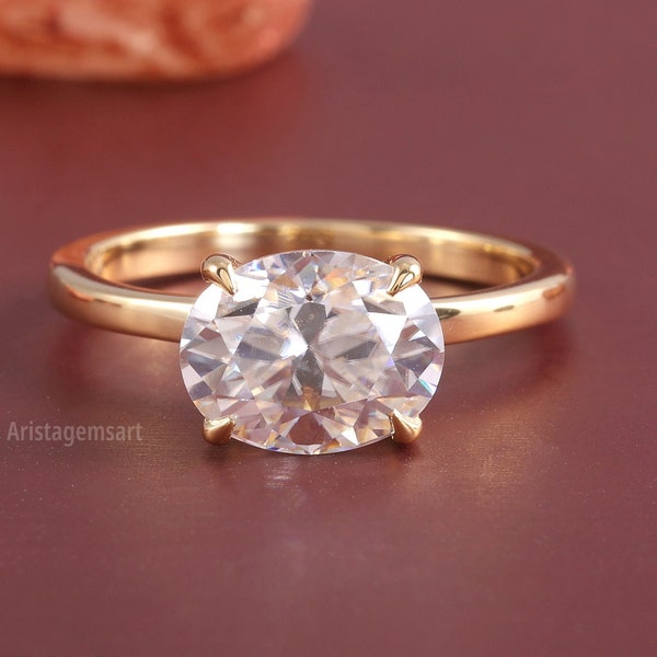 Horizontal Oval Engagement Ring - Etsy