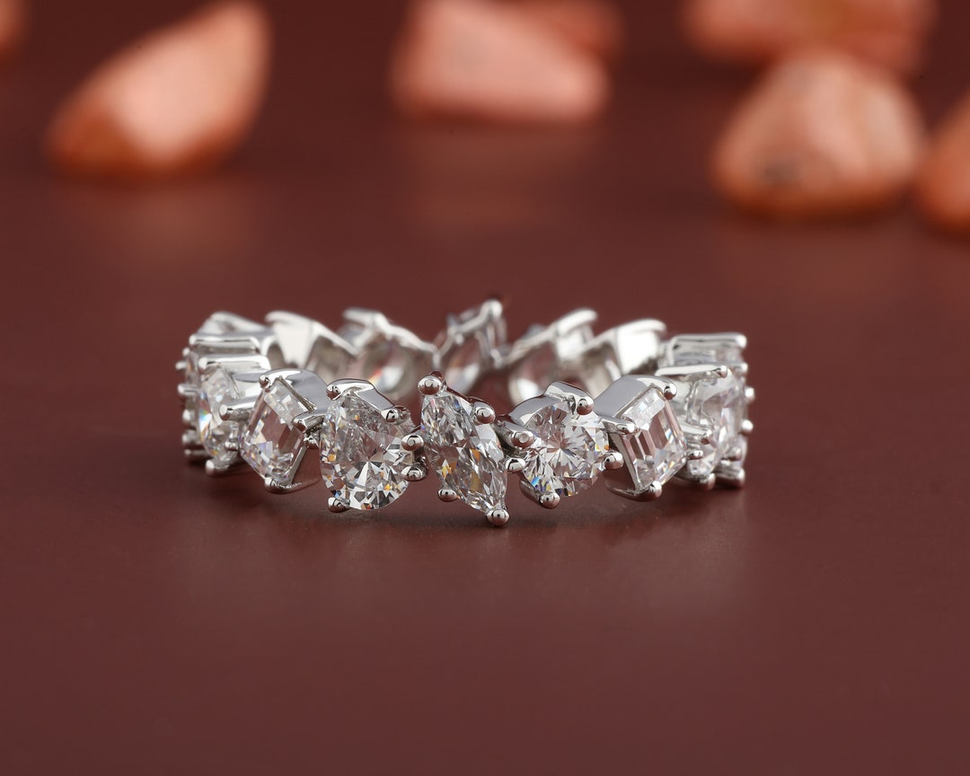 5MM Multi-shape Eternity Band Moissanite Band 14K Solid Gold - Etsy