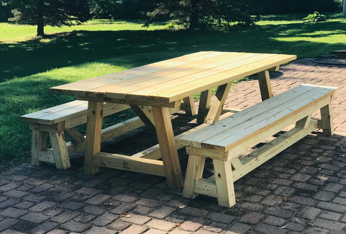 Easy DIY Farm Table With Matching Bench Woodworking Plans - Etsy