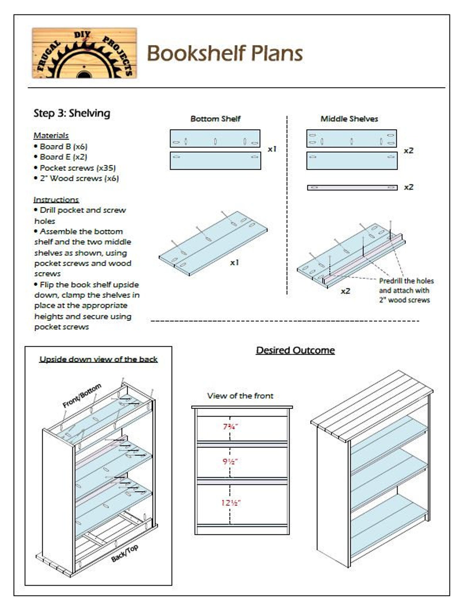 DIY Bookshelf Woodworking Plans - Etsy