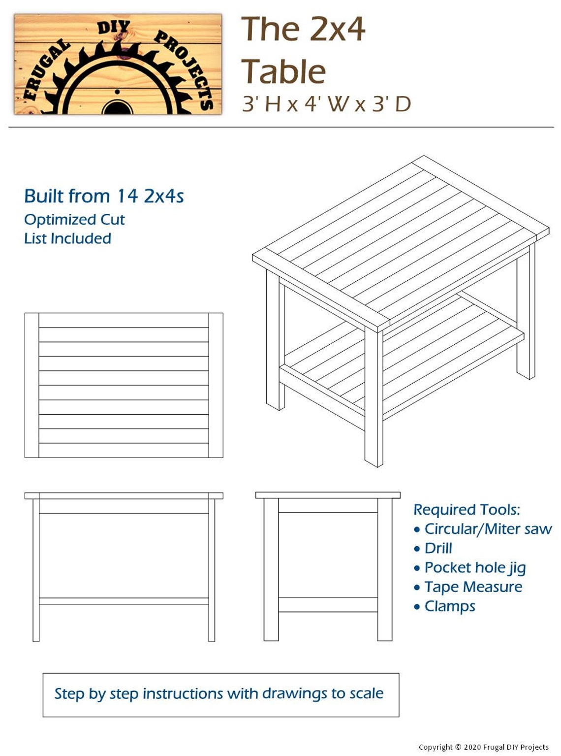 Easy DIY 2x4 Table Woodworking Plans - Etsy