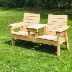 DIY Double Bench With Table Woodworking Plans - Etsy