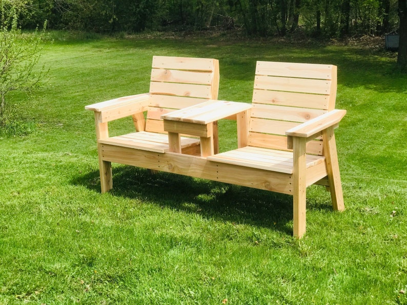 DIY Double Bench With Table Woodworking Plans - Etsy