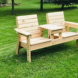 DIY Double Bench With Table Woodworking Plans - Etsy
