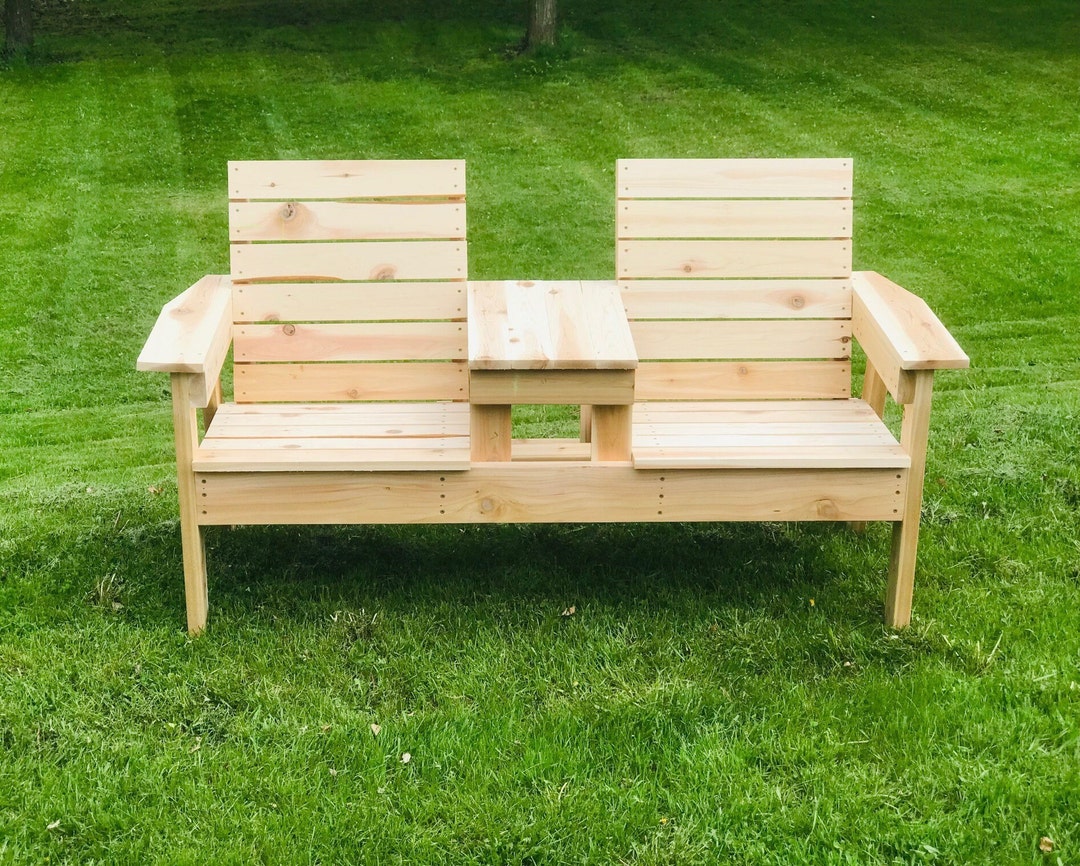 DIY Double Bench With Table Woodworking Plans - Etsy