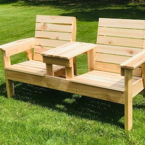 DIY Double Bench With Table Woodworking Plans - Etsy