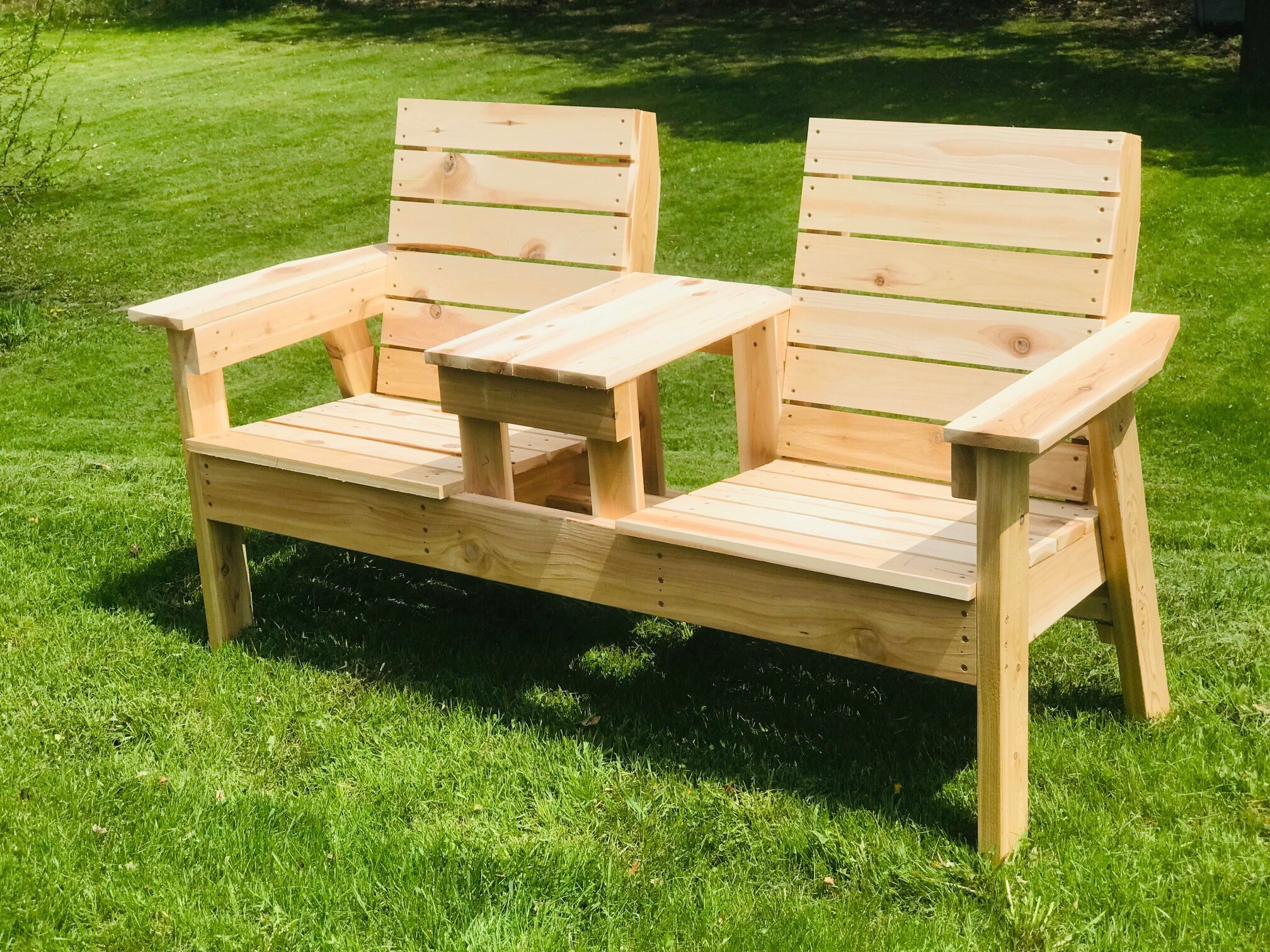 DIY Double Bench With Table Woodworking Plans - Etsy