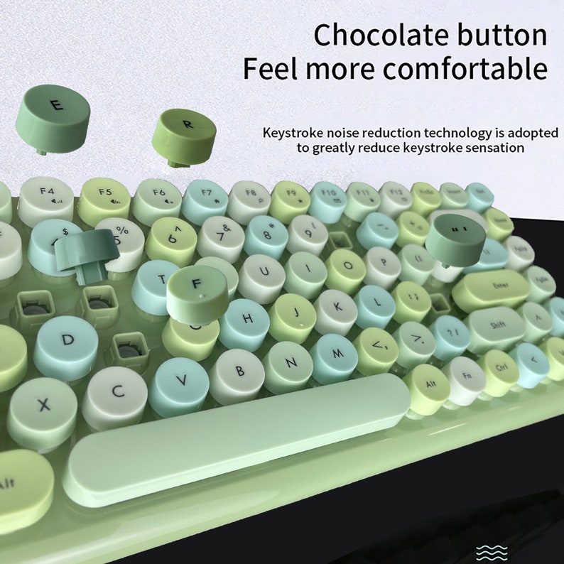 Clavier Bleu Mignon Kawaii Wireless Machine à écrire Clavier Etsy France