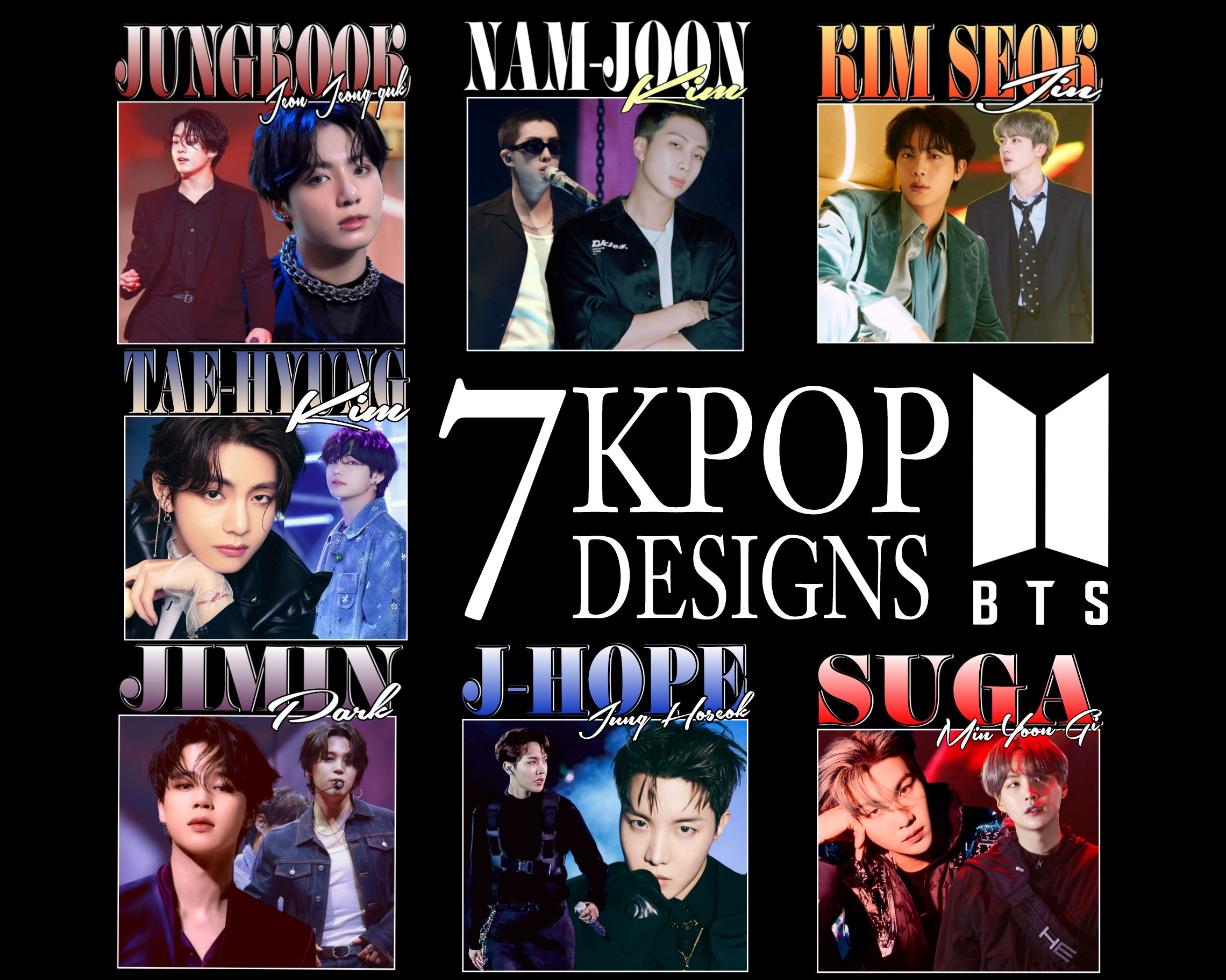 T-shirt Designs Bundle , Hip Hop Design Bundle , BTS Design Bundle , KPOP Design , BTS T-shirt ...