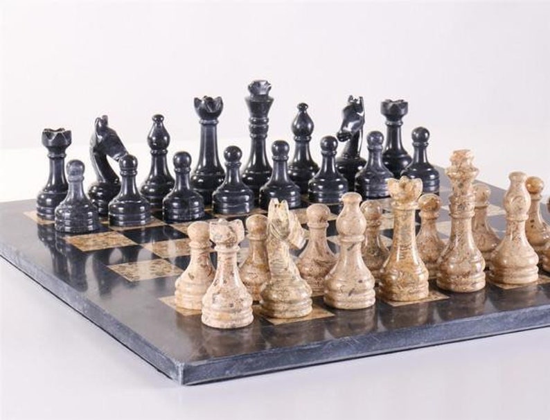 16x16 Inch Fancy Marble Chess. Board Games. Black and Wood Colour - Etsy