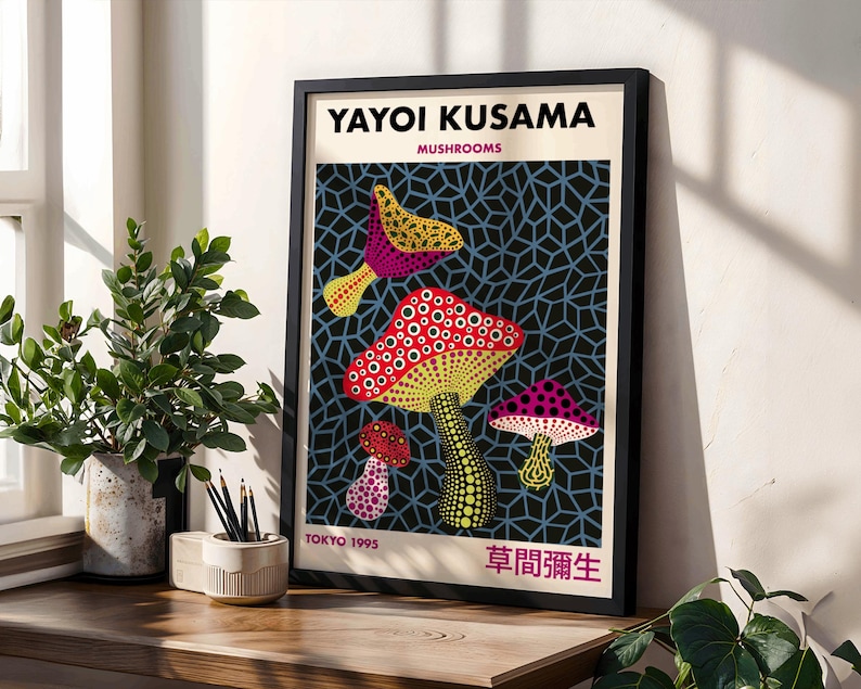 Yayoi Kusama Mushroom Poster | Psychedelic Pop Art Print - Etsy