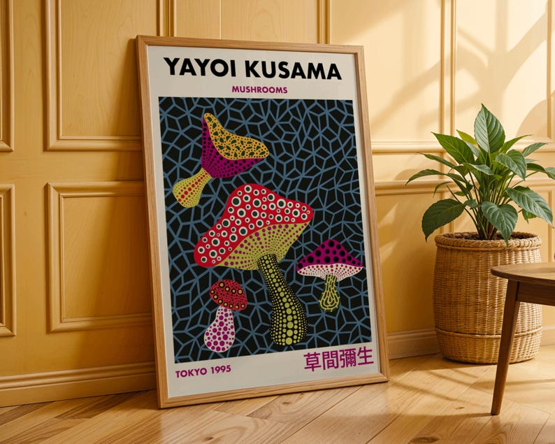 Yayoi Kusama Mushroom Poster | Psychedelic Pop Art Print - Etsy