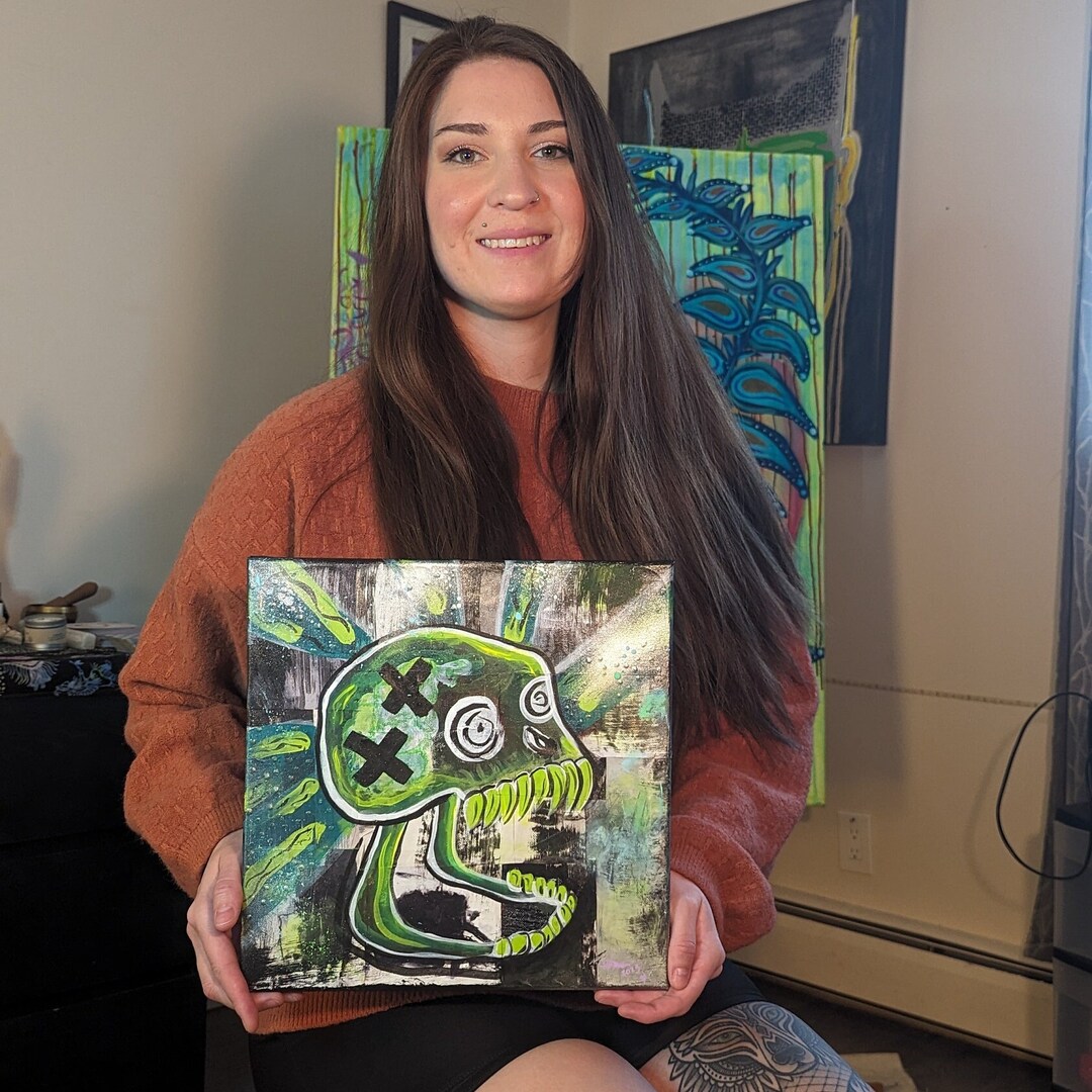 Vampire Skull Mixed Medium Acrylic Painting 12inches X 12 Inches ...