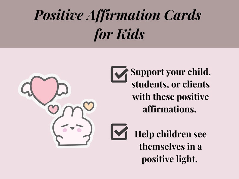 36 Kawaii Affirmation Cards for Kids Printable Digital Download PDF ...
