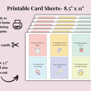 36 Kawaii Affirmation Cards for Kids Printable Digital Download PDF ...