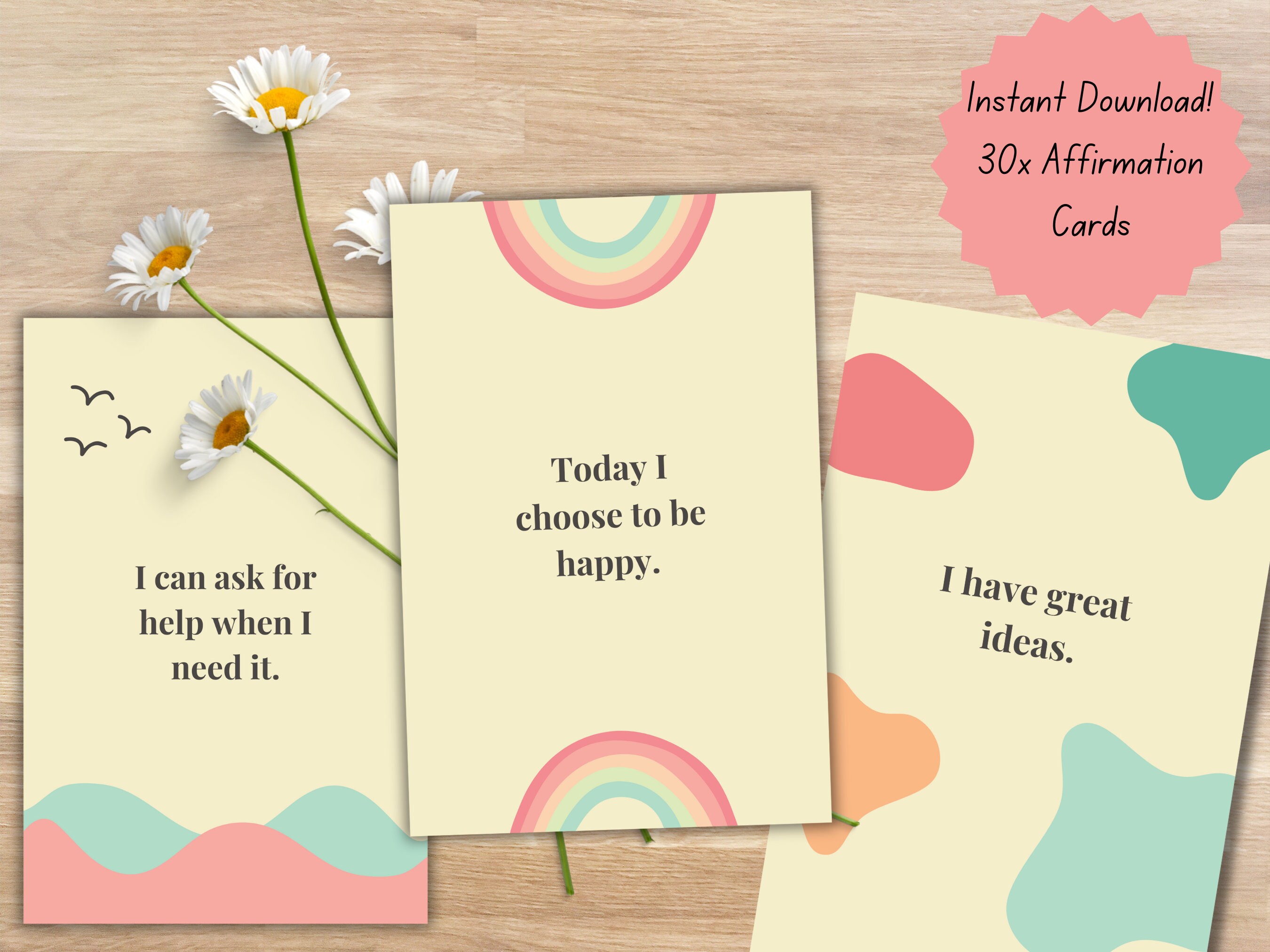 Children's Positive Affirmation Cards Set of 30 Digital Download PDF ...