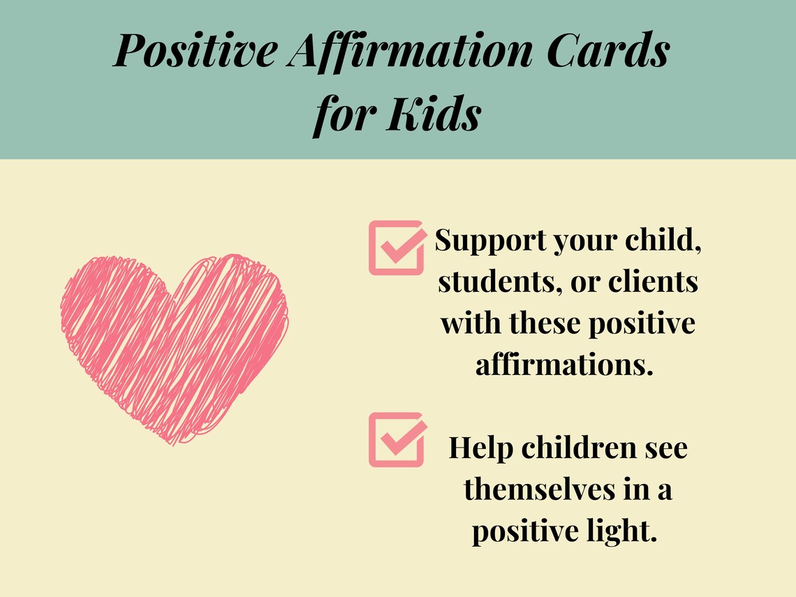 Children's Positive Affirmation Cards Set of 30 Digital Download PDF ...