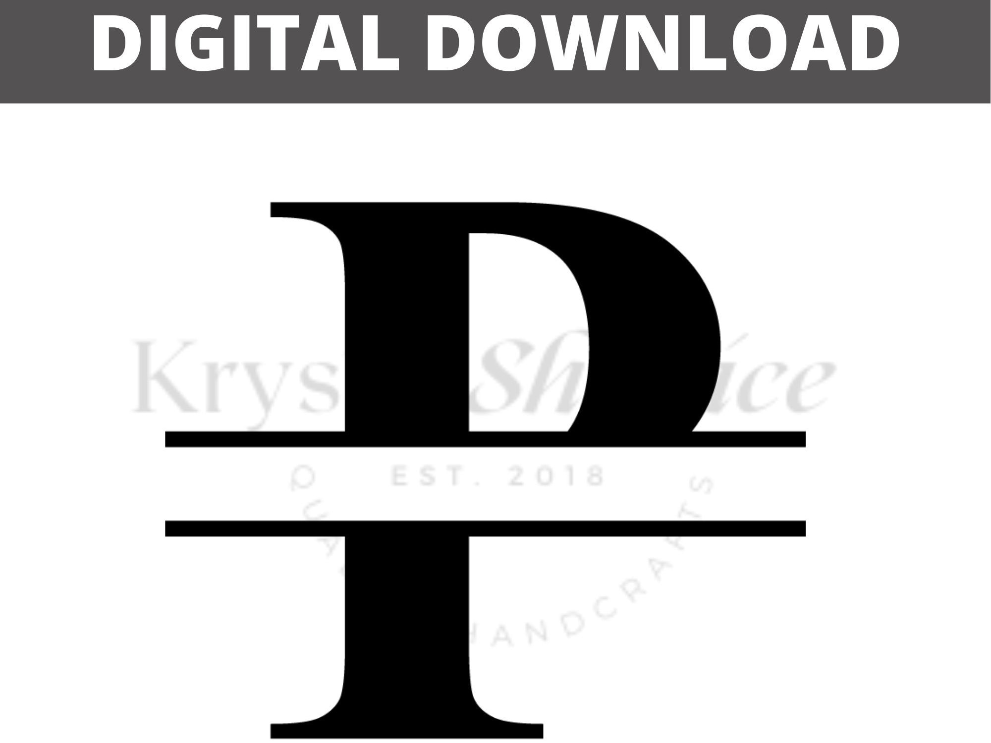 Letter P Split Monogram SVG Digital Download | Etsy
