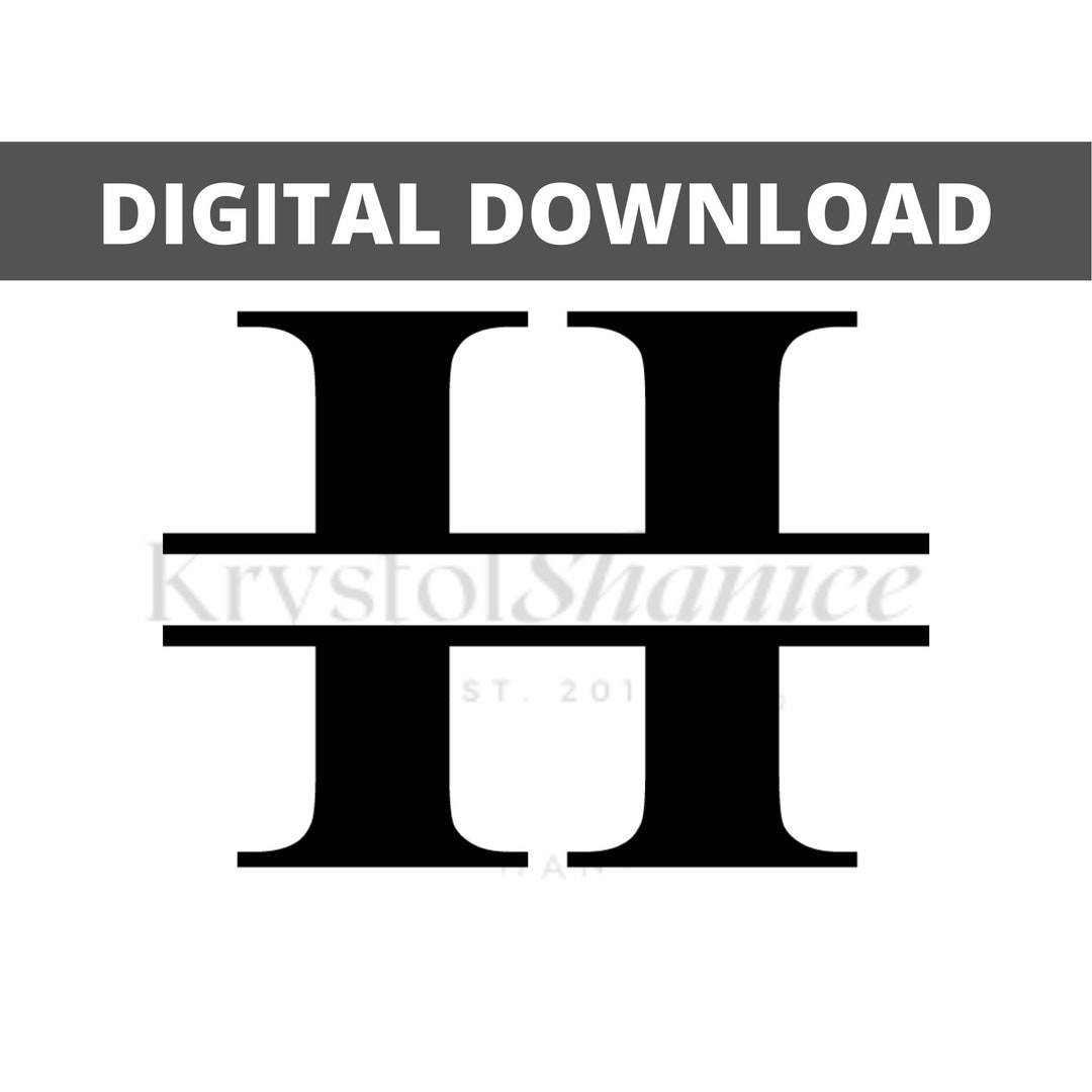 Letter H Split Monogram SVG Digital Download - Etsy