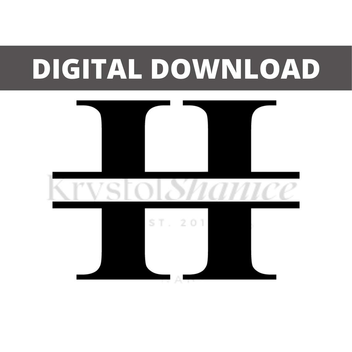Letter H Split Monogram SVG Digital Download - Etsy
