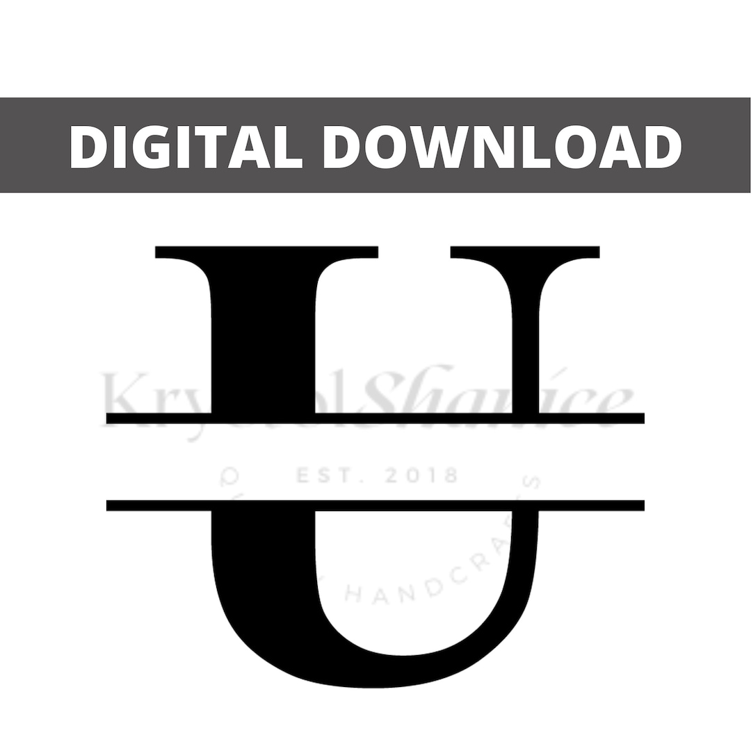 Letter U Split Monogram SVG Digital Download - Etsy