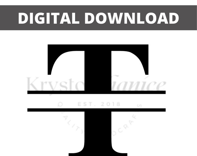 T-split Alphabet, T Monogram, T Letter, SVG, DXF Downloadable File ...