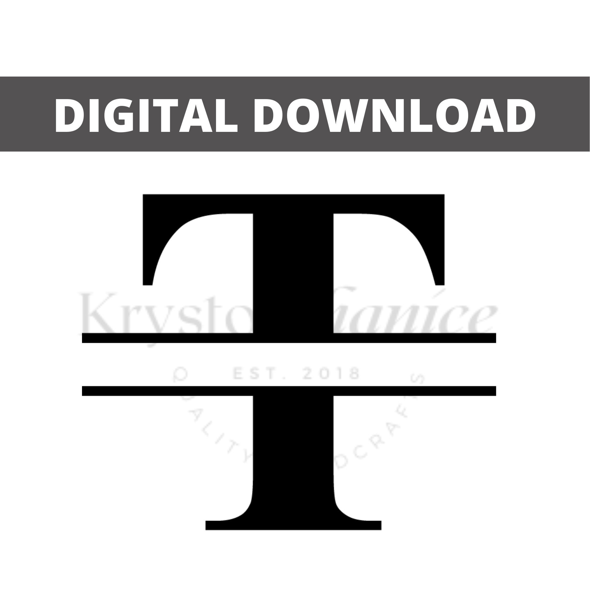Letter T Split Monogram SVG Digital Download - Etsy UK