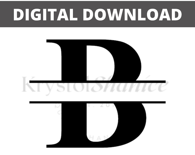 Uppercase B Letter Split Monogram Svg, Alphabet Split Name Frame, Split ...