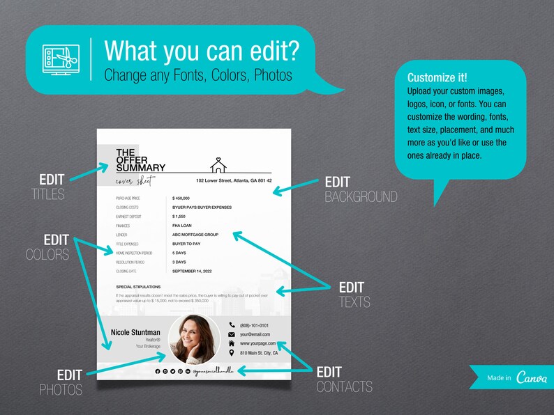 Real Estate Offer Summary | Offer Summary Sheet | Offer Cover Sheet ...