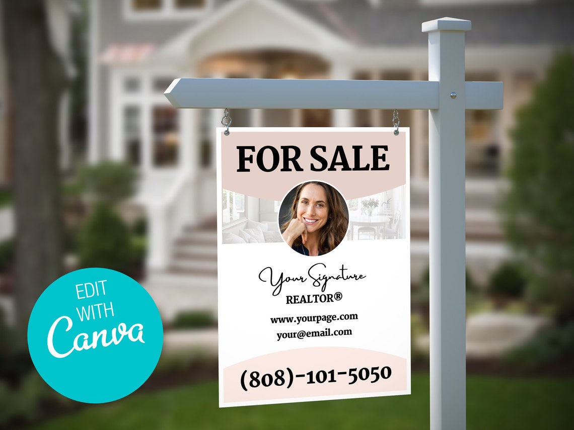 Real Estate For Sale Sign Real Estate Yard Sign Design | Etsy