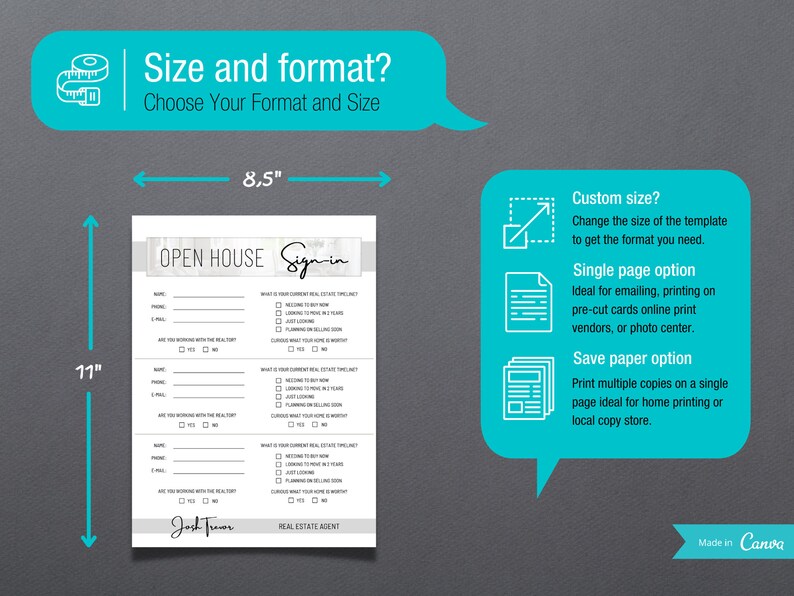 Open House Sign-in Sheet | Realtor Marketing Materials | Realtor Sign ...