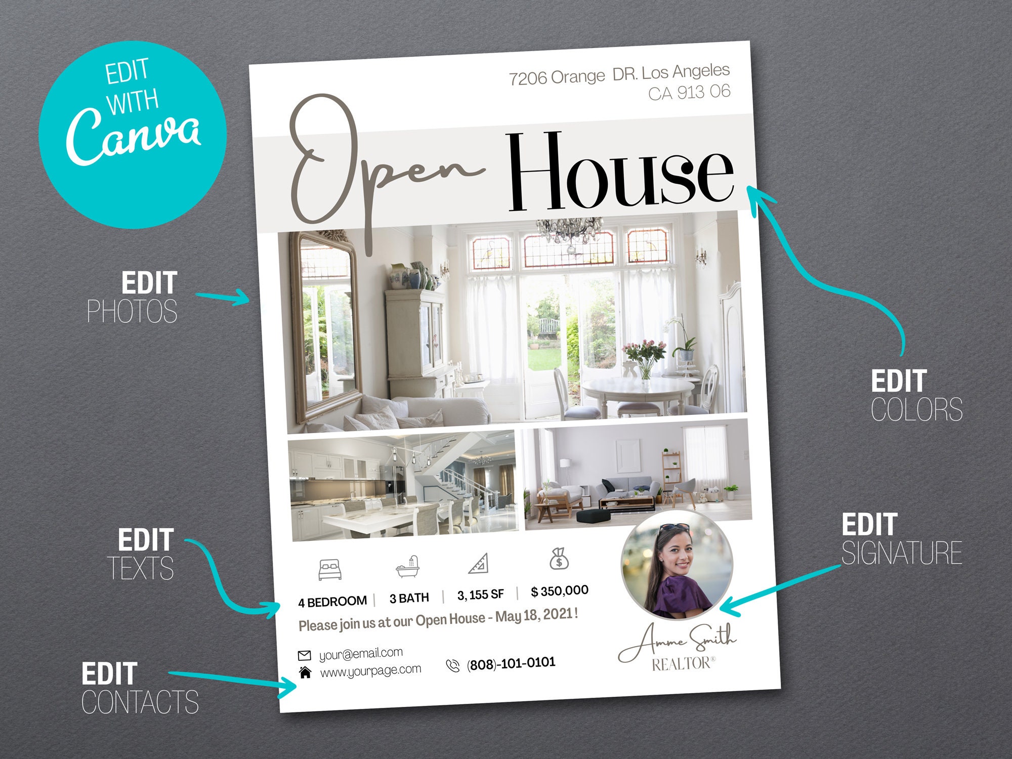 Open House Flyer Bundle Real Estate Flyer Just listed | Etsy