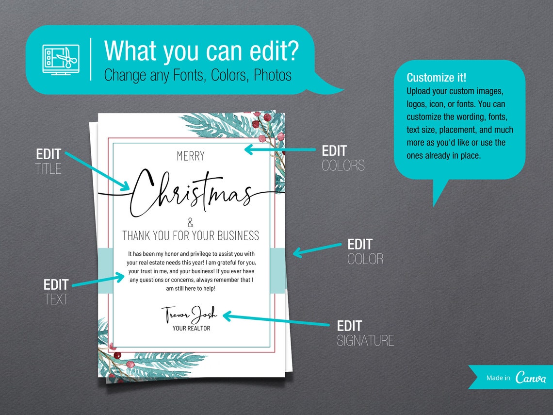 Realtor Christmas Card Real Estate Marketing Realtor - Etsy