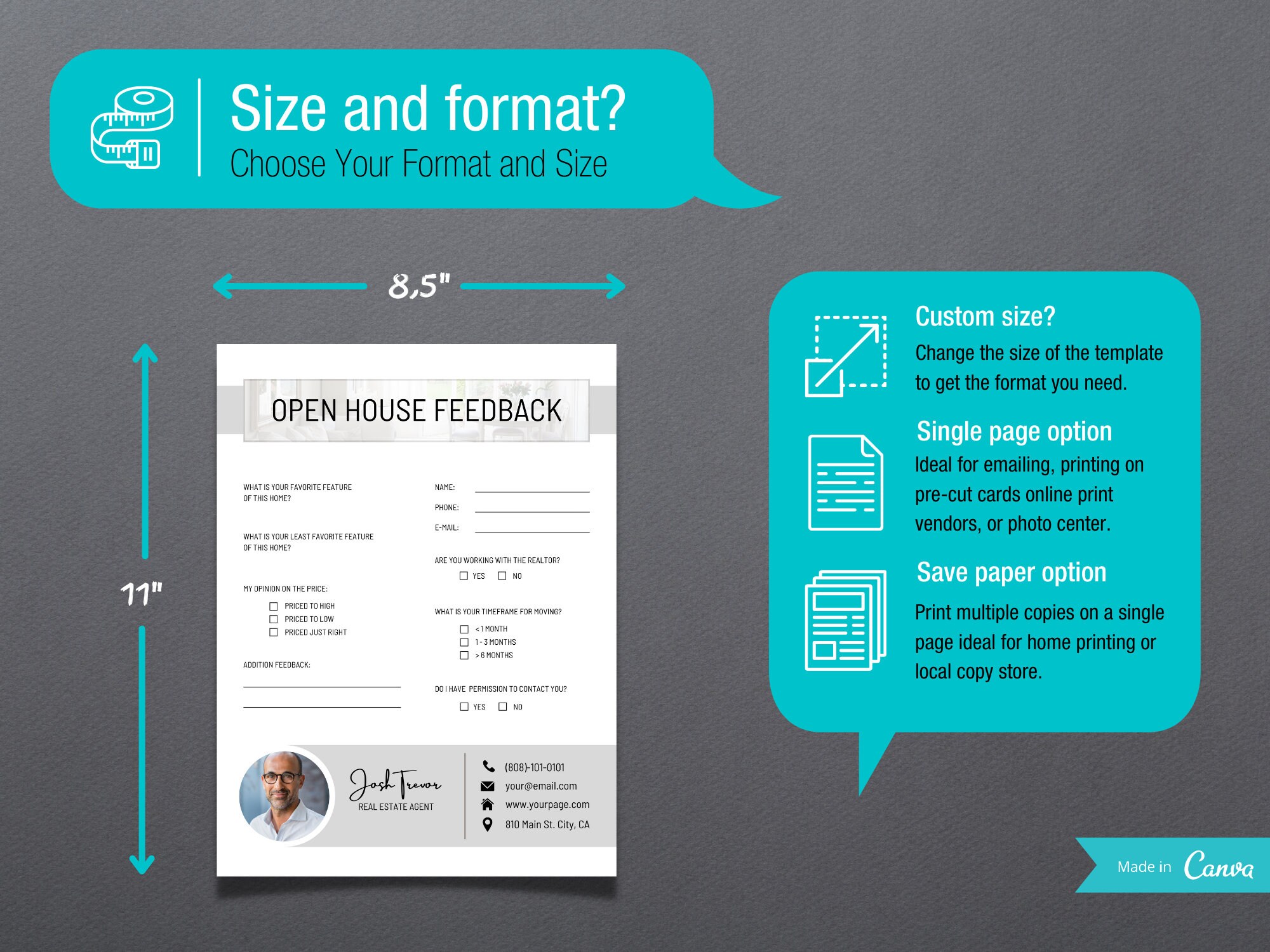 Open House Feedback Sheet | Realtor Marketing Materials | Open House ...