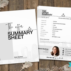 Real Estate Offer Summary | Offer Summary Sheet | Offer Cover Sheet ...
