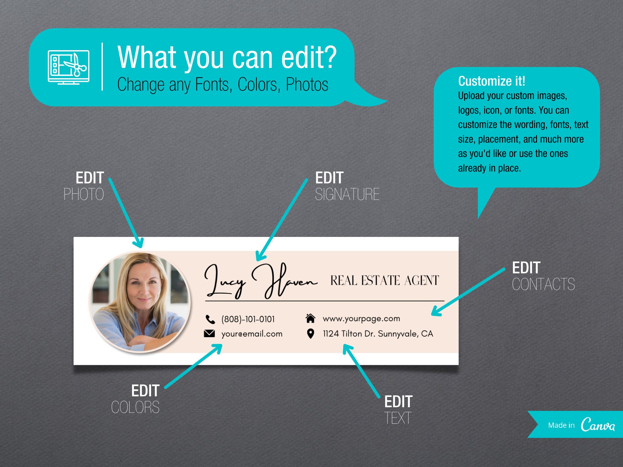 Email Signature | Gmail Signature | Real Estate Email | Email Canva ...