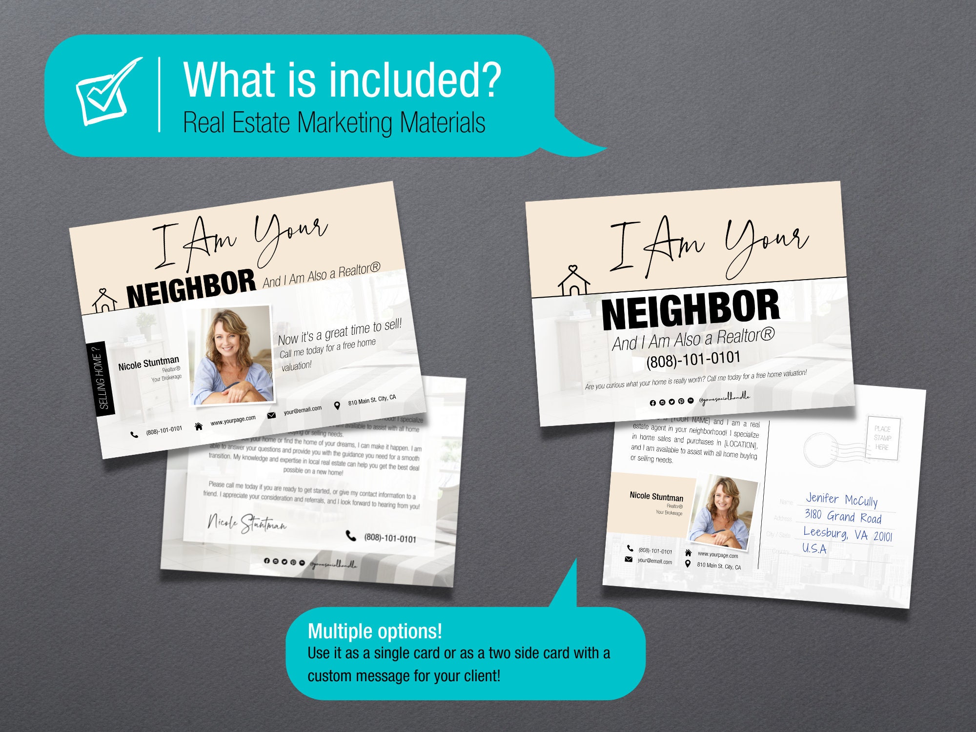 Hello Neightbor Postcard L Real Estate Postcard L Realtor Buyer Card L ...