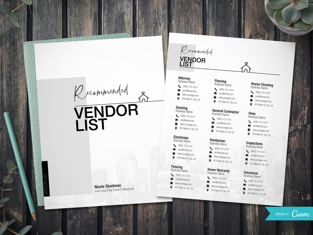 Real Estate Recommended Vendor List L Real Estate Marketing L Preferred ...