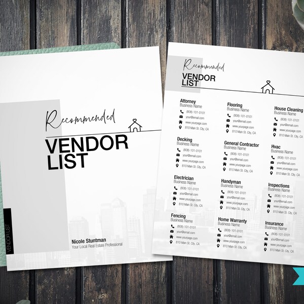 Preferred Vendor List Template - Etsy