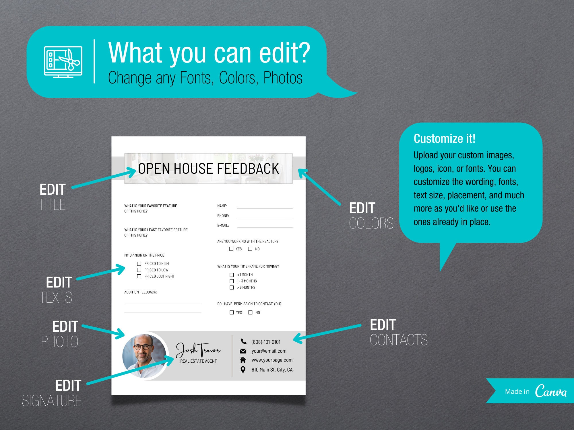Open House Feedback Sheet | Realtor Marketing Materials | Open House ...