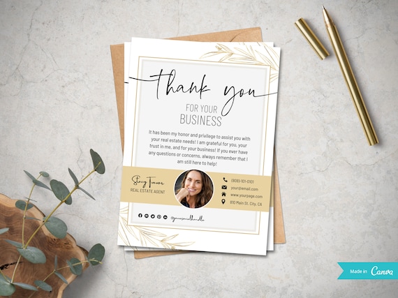 Real Estate Thank You Card Real Estate Marketing Realtor - Etsy